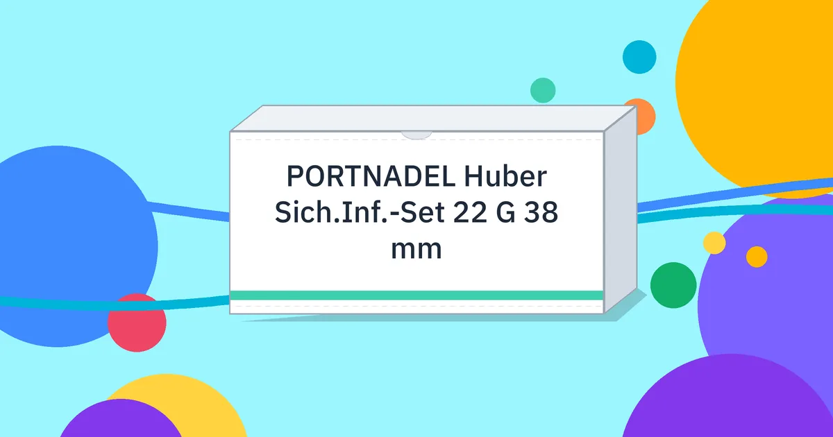 Symbolbild: Packung mit der Aufschrift PORTNADEL Huber Sich.Inf.-Set 22 G 38 mm (PZN 00355140) – Verfügbarkeit und Bezug in Apotheken in Frankfurt am Main