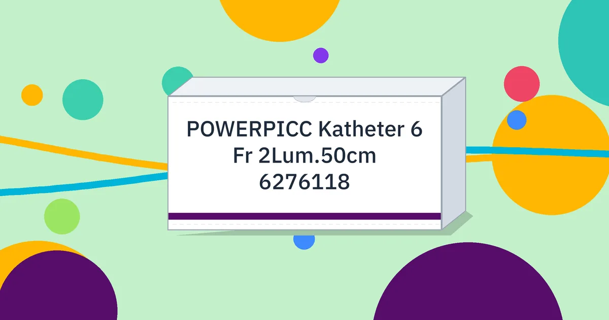 Symbolbild: Packung mit der Aufschrift POWERPICC Katheter 6 Fr 2Lum.50cm 6276118 (PZN 07323249) – Verfügbarkeit und Bezug in Apotheken in Frankfurt am Main