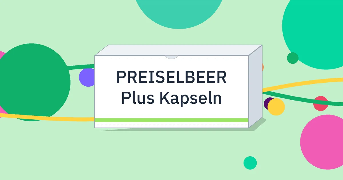 Symbolbild: Packung mit der Aufschrift PREISELBEER Plus Kapseln (PZN 00647799) – Verfügbarkeit und Bezug in Apotheken in Frankfurt am Main