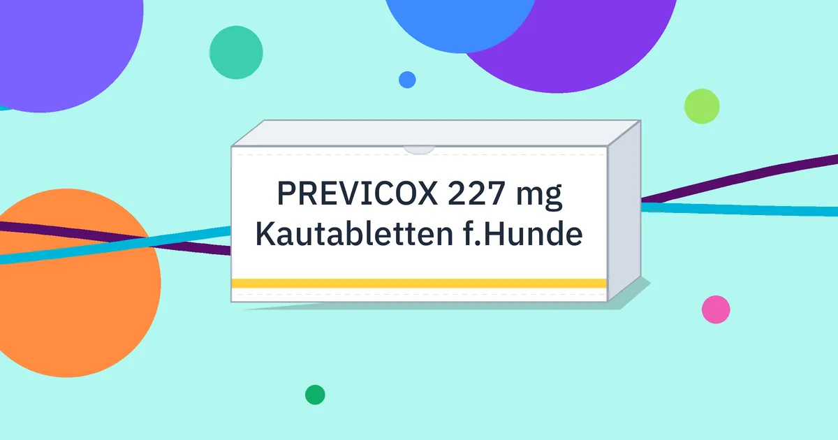 Symbolbild: Packung mit der Aufschrift PREVICOX 227 mg Kautabletten f.Hunde (PZN 01025350) – Verfügbarkeit und Bezug in Apotheken in Frankfurt am Main