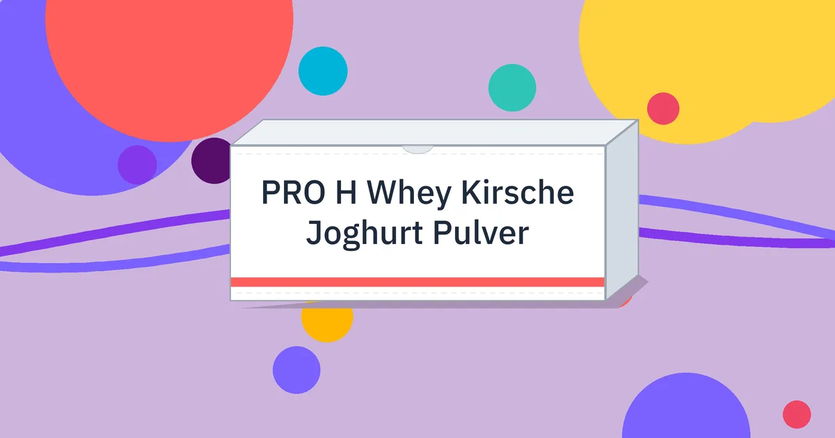 Symbolbild: Packung mit der Aufschrift PRO H Whey Kirsche Joghurt Pulver (PZN 08842394) – Verfügbarkeit und Bezug in Apotheken in Frankfurt am Main
