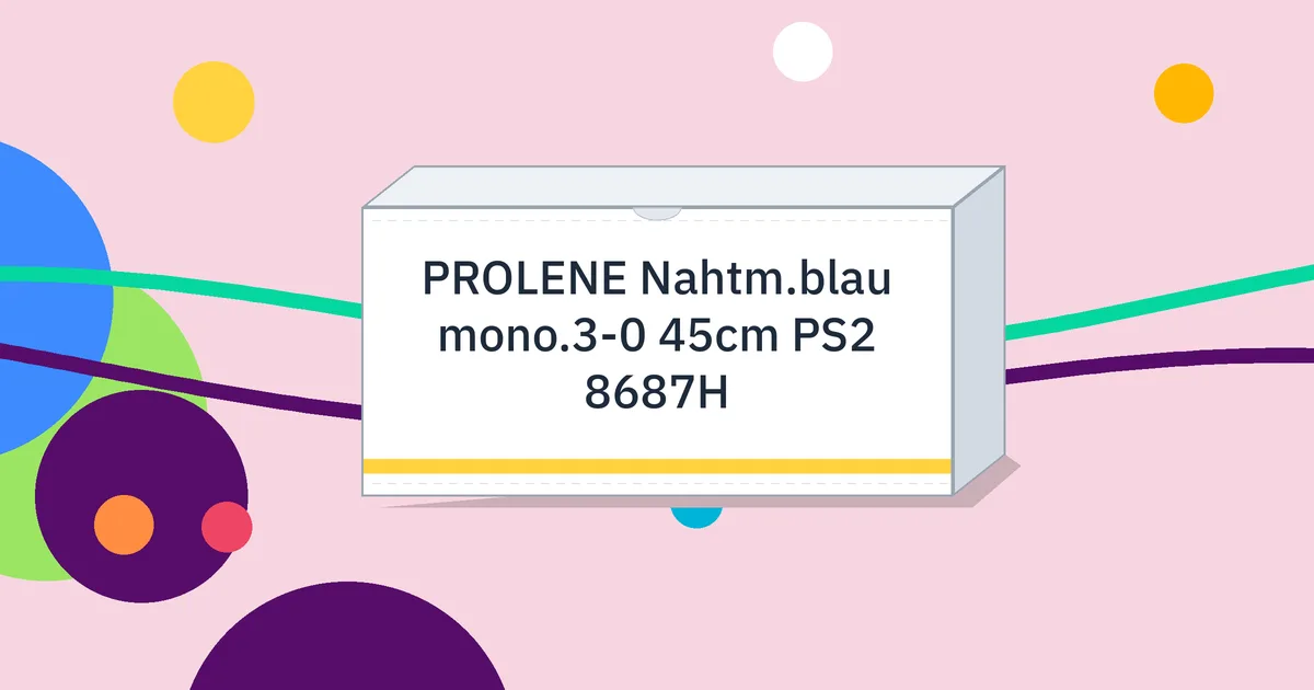 Symbolbild: Packung mit der Aufschrift PROLENE Nahtm.blau mono.3-0 45cm PS2 8687H (PZN 14238596) – Verfügbarkeit und Bezug in Apotheken in Frankfurt am Main