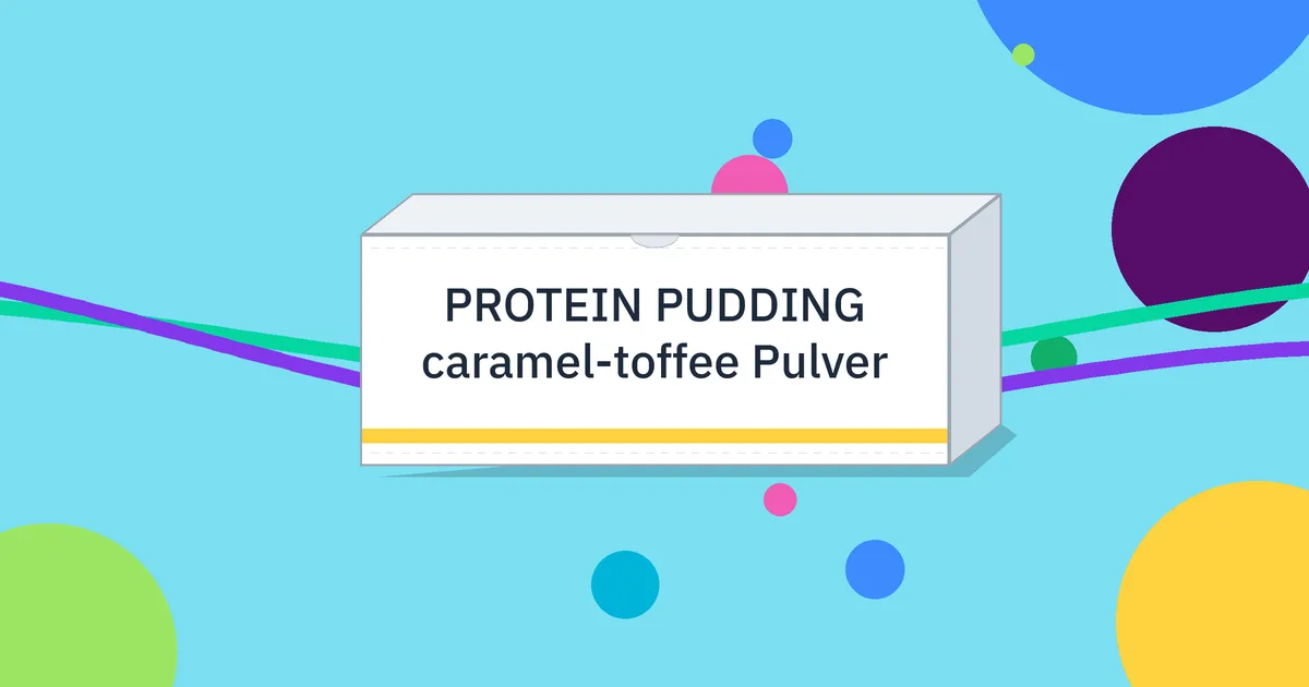 Symbolbild: Packung mit der Aufschrift PROTEIN PUDDING caramel-toffee Pulver (PZN 10527493) – Verfügbarkeit und Bezug in Apotheken in Frankfurt am Main