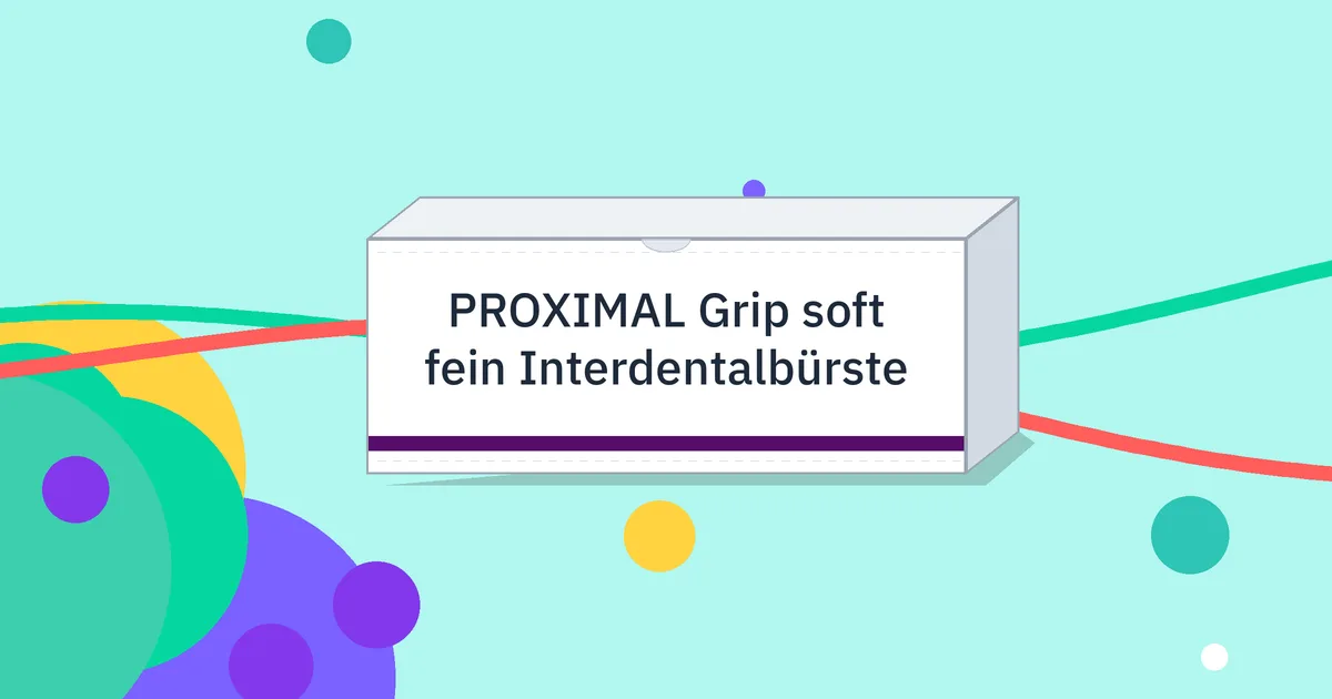 Symbolbild: Packung mit der Aufschrift PROXIMAL Grip soft fein Interdentalbürste (PZN 03749313) – Verfügbarkeit und Bezug in Apotheken in Frankfurt am Main