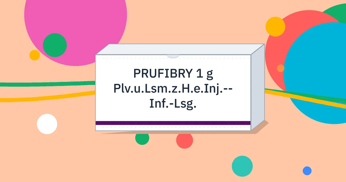 Symbolbild: Packung mit der Aufschrift PRUFIBRY 1 g Plv.u.Lsm.z.H.e.Inj.--Inf.-Lsg. (PZN 19927366) – Verfügbarkeit und Bezug in Apotheken in Frankfurt am Main