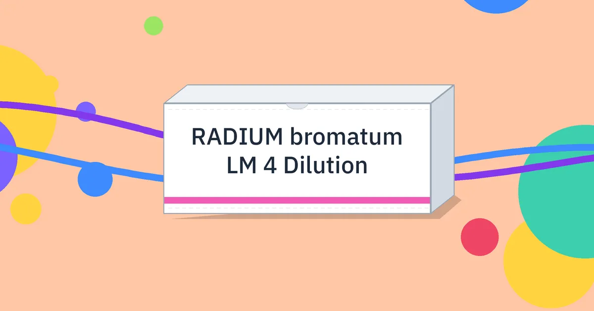 Symbolbild: Packung mit der Aufschrift RADIUM bromatum LM 4 Dilution (PZN 13045820) – Verfügbarkeit und Bezug in Apotheken in Frankfurt am Main