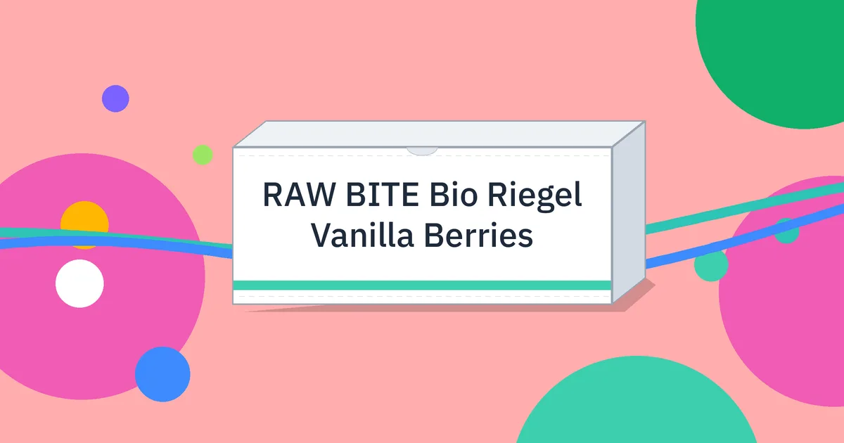 Symbolbild: Packung mit der Aufschrift RAW BITE Bio Riegel Vanilla Berries (PZN 14337140) – Verfügbarkeit und Bezug in Apotheken in Frankfurt am Main