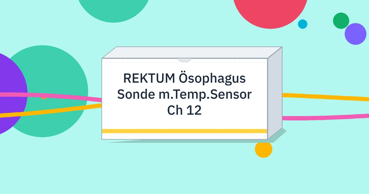 Symbolbild: Packung mit der Aufschrift REKTUM Ösophagus Sonde m.Temp.Sensor Ch 12 (PZN 05510378) – Verfügbarkeit und Bezug in Apotheken in Frankfurt am Main