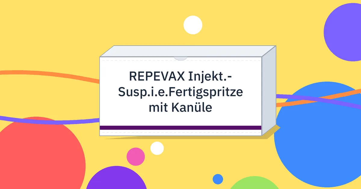 Symbolbild: Packung mit der Aufschrift REPEVAX Injekt.-Susp.i.e.Fertigspritze mit Kanüle (PZN 16201410) – Verfügbarkeit und Bezug in Apotheken in Frankfurt am Main