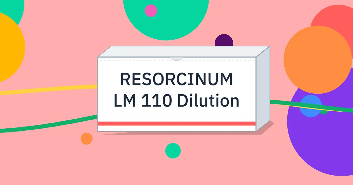 Symbolbild: Packung mit der Aufschrift RESORCINUM LM 110 Dilution (PZN 13047440) – Verfügbarkeit und Bezug in Apotheken in Frankfurt am Main