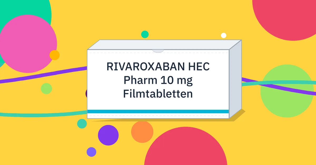 Symbolbild: Packung mit der Aufschrift RIVAROXABAN HEC Pharm 10 mg Filmtabletten (PZN 20183787) – Verfügbarkeit und Bezug in Apotheken in Frankfurt am Main