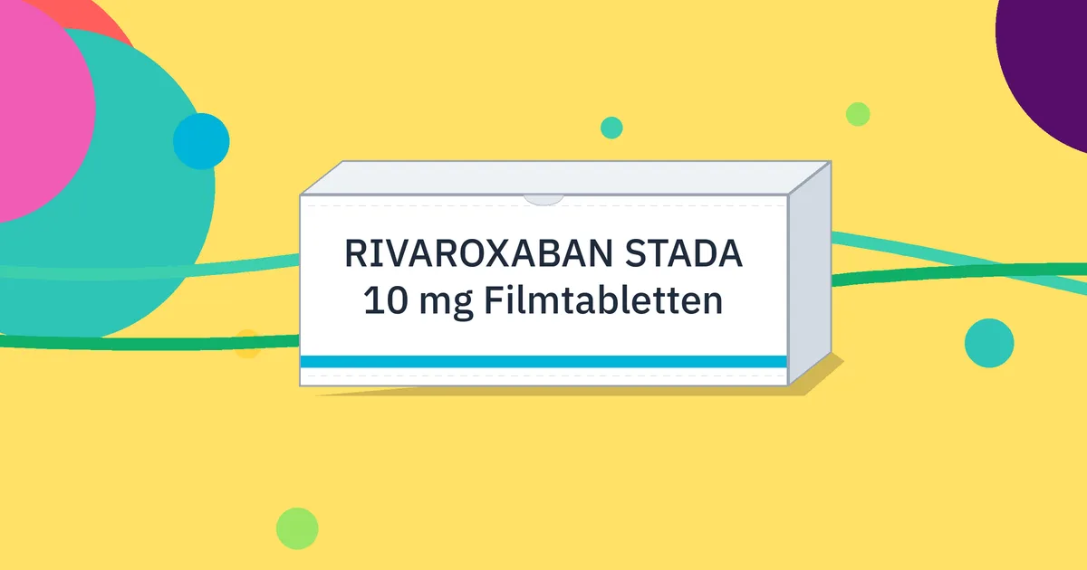 Symbolbild: Packung mit der Aufschrift RIVAROXABAN STADA 10 mg Filmtabletten (PZN 18358794) – Verfügbarkeit und Bezug in Apotheken in Frankfurt am Main