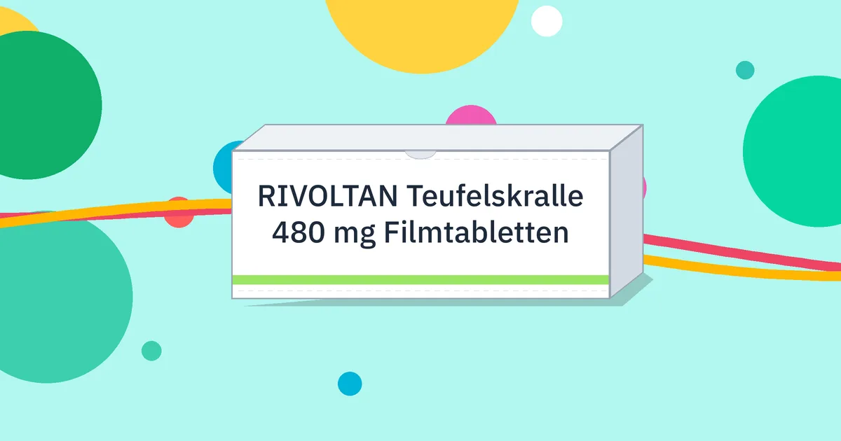 Symbolbild: Packung mit der Aufschrift RIVOLTAN Teufelskralle 480 mg Filmtabletten (PZN 00539549) – Verfügbarkeit und Bezug in Apotheken in Frankfurt am Main