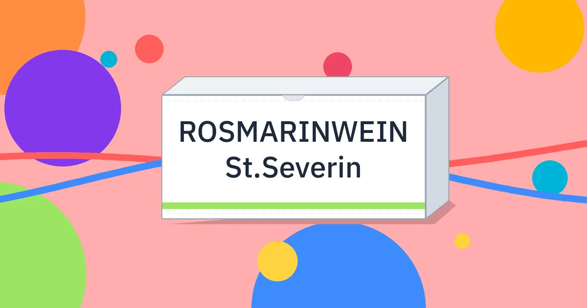 Symbolbild: Packung mit der Aufschrift ROSMARINWEIN St.Severin (PZN 11322020) – Verfügbarkeit und Bezug in Apotheken in Frankfurt am Main