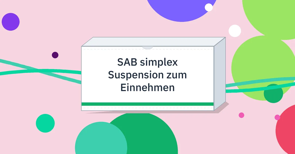 Symbolbild: Packung mit der Aufschrift SAB simplex Suspension zum Einnehmen (PZN 00893334) – Verfügbarkeit und Bezug in Apotheken in Frankfurt am Main