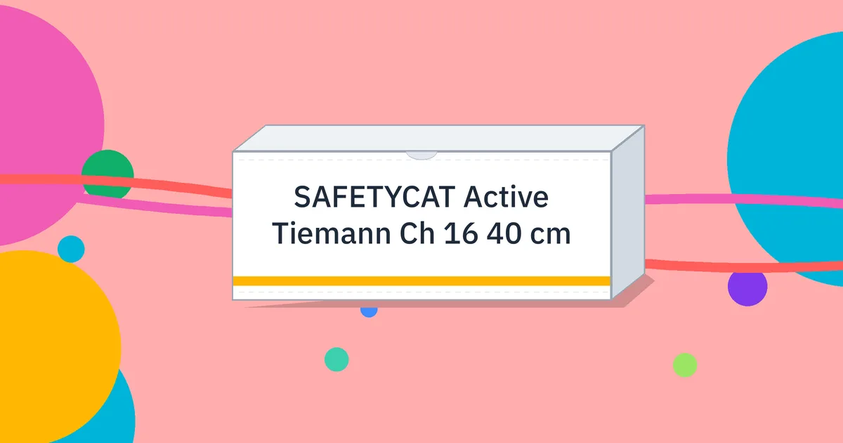 Symbolbild: Packung mit der Aufschrift SAFETYCAT Active Tiemann Ch 16 40 cm (PZN 02696069) – Verfügbarkeit und Bezug in Apotheken in Frankfurt am Main