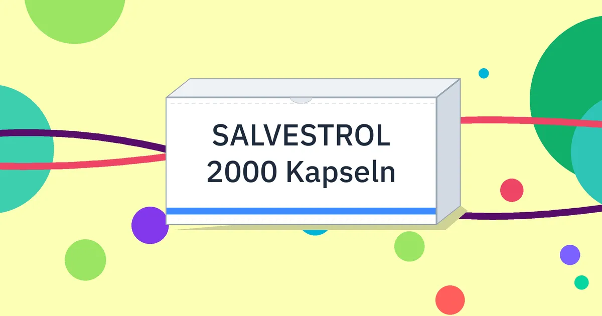 Symbolbild: Packung mit der Aufschrift SALVESTROL 2000 Kapseln (PZN 11099763) – Verfügbarkeit und Bezug in Apotheken in Frankfurt am Main