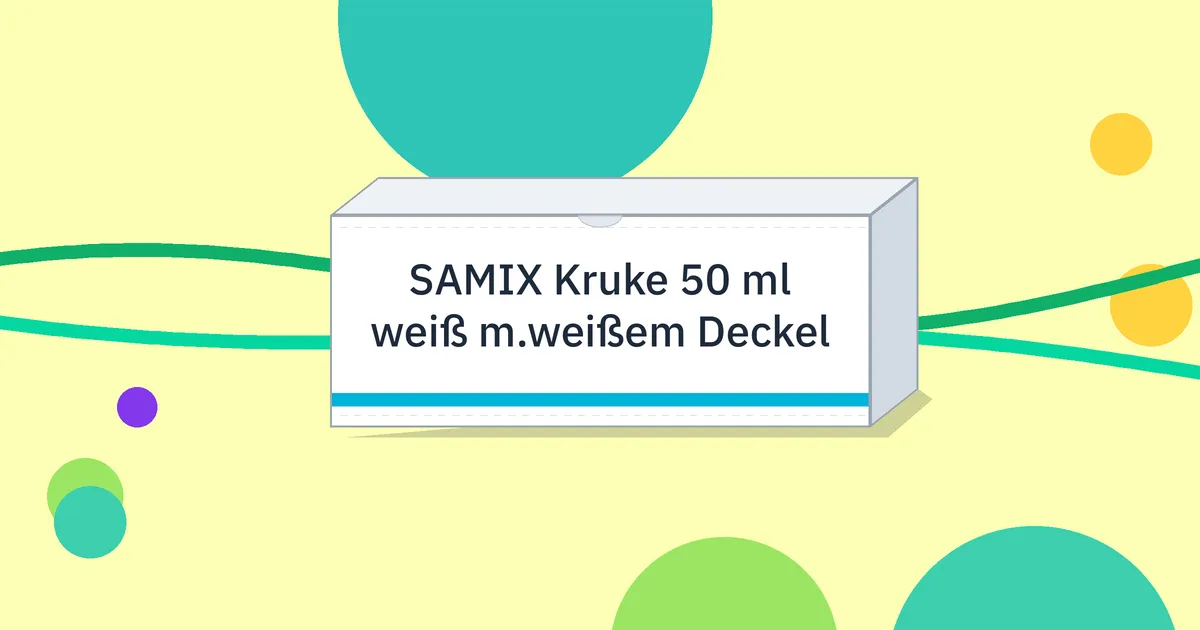 Symbolbild: Packung mit der Aufschrift SAMIX Kruke 50 ml weiß m.weißem Deckel (PZN 19987693) – Verfügbarkeit und Bezug in Apotheken in Frankfurt am Main