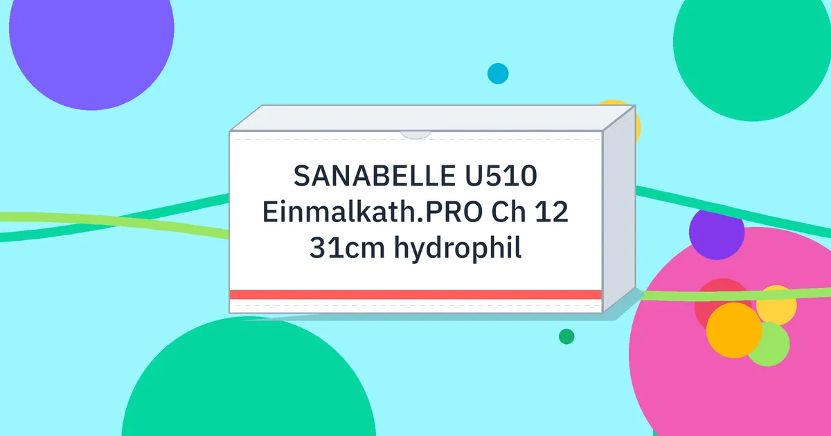 Symbolbild: Packung mit der Aufschrift SANABELLE U510 Einmalkath.PRO Ch 12 31cm hydrophil (PZN 15269506) – Verfügbarkeit und Bezug in Apotheken in Frankfurt am Main