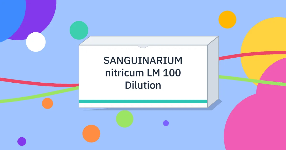 Symbolbild: Packung mit der Aufschrift SANGUINARIUM nitricum LM 100 Dilution (PZN 13182008) – Verfügbarkeit und Bezug in Apotheken in Frankfurt am Main