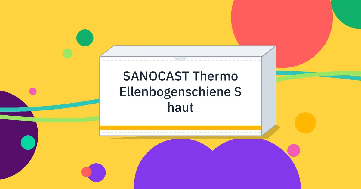 Symbolbild: Packung mit der Aufschrift SANOCAST Thermo Ellenbogenschiene S haut (PZN 15260801) – Verfügbarkeit und Bezug in Apotheken in Frankfurt am Main