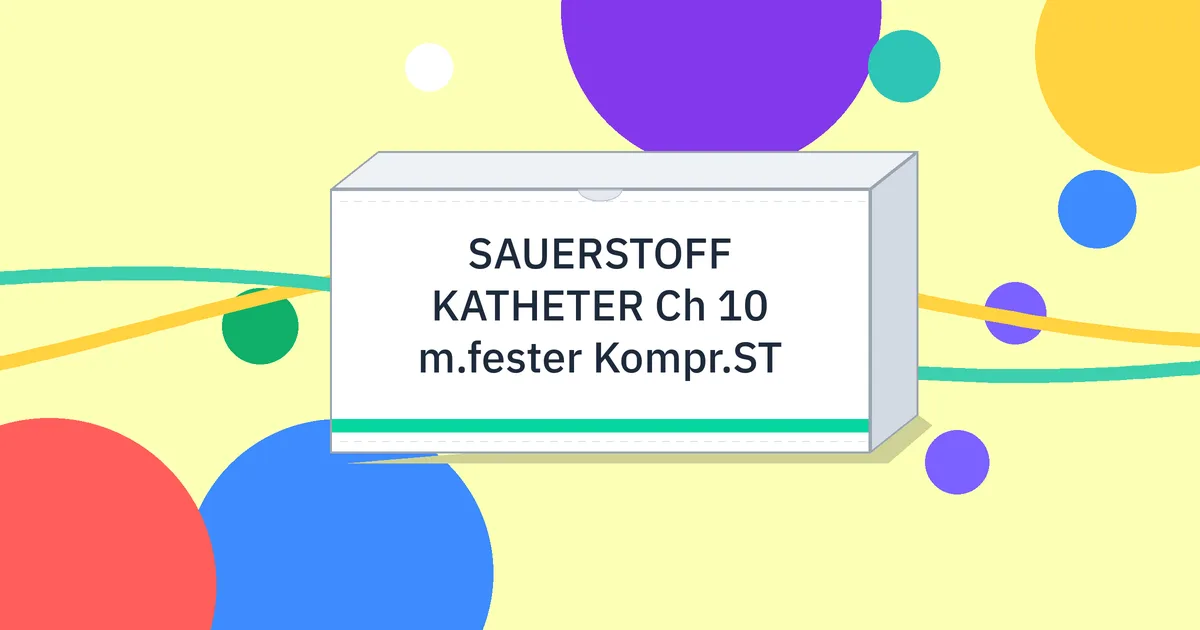 Symbolbild: Packung mit der Aufschrift SAUERSTOFF KATHETER Ch 10 m.fester Kompr.ST (PZN 07487301) – Verfügbarkeit und Bezug in Apotheken in Frankfurt am Main