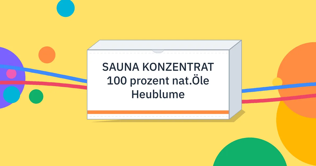 Symbolbild: Packung mit der Aufschrift SAUNA KONZENTRAT 100 prozent nat.Öle Heublume (PZN 11026669) – Verfügbarkeit und Bezug in Apotheken in Frankfurt am Main
