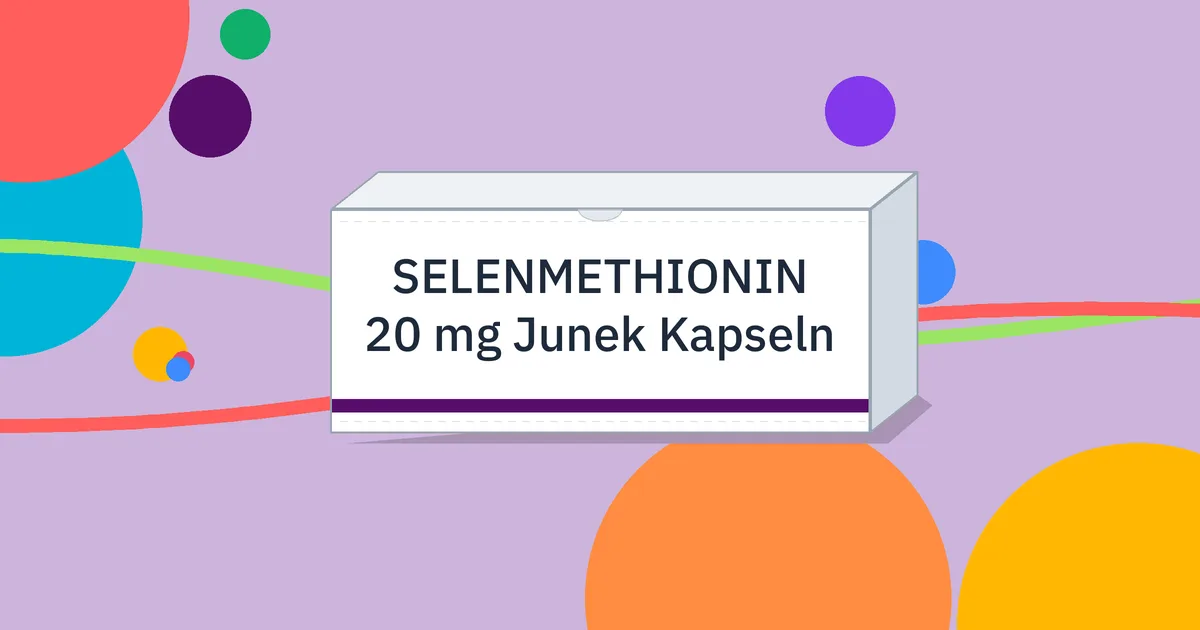 Symbolbild: Packung mit der Aufschrift SELENMETHIONIN 20 mg Junek Kapseln (PZN 20857518) – Verfügbarkeit und Bezug in Apotheken in Frankfurt am Main