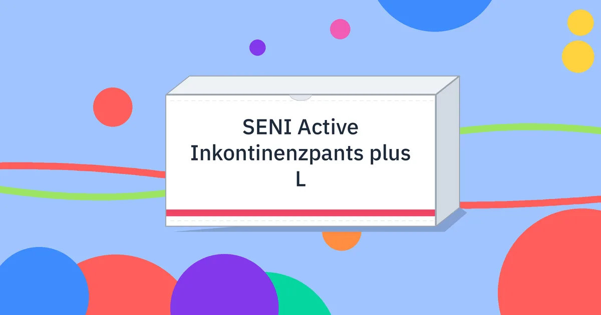 Symbolbild: Packung mit der Aufschrift SENI Active Inkontinenzpants plus L (PZN 07227474) – Verfügbarkeit und Bezug in Apotheken in Frankfurt am Main