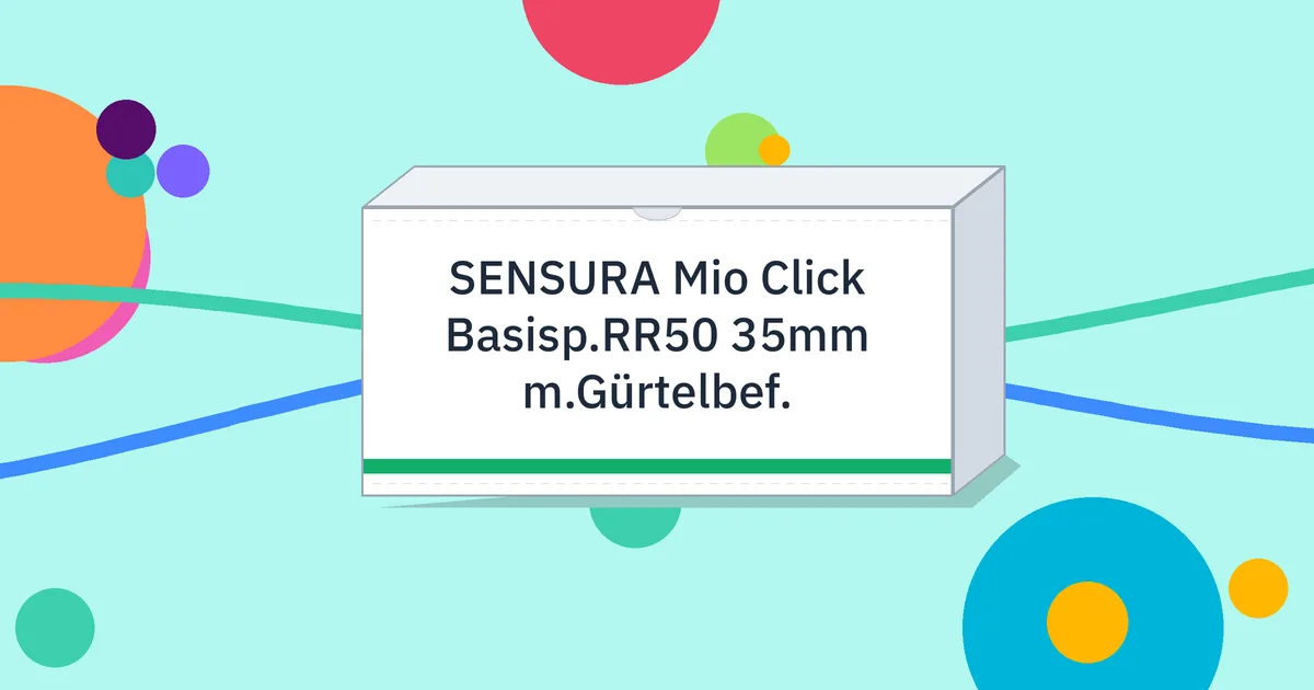 Symbolbild: Packung mit der Aufschrift SENSURA Mio Click Basisp.RR50 35mm m.Gürtelbef. (PZN 10202584) – Verfügbarkeit und Bezug in Apotheken in Frankfurt am Main