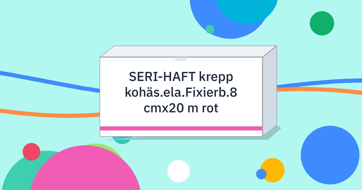 Symbolbild: Packung mit der Aufschrift SERI-HAFT krepp kohäs.ela.Fixierb.8 cmx20 m rot (PZN 14381626) – Verfügbarkeit und Bezug in Apotheken in Frankfurt am Main