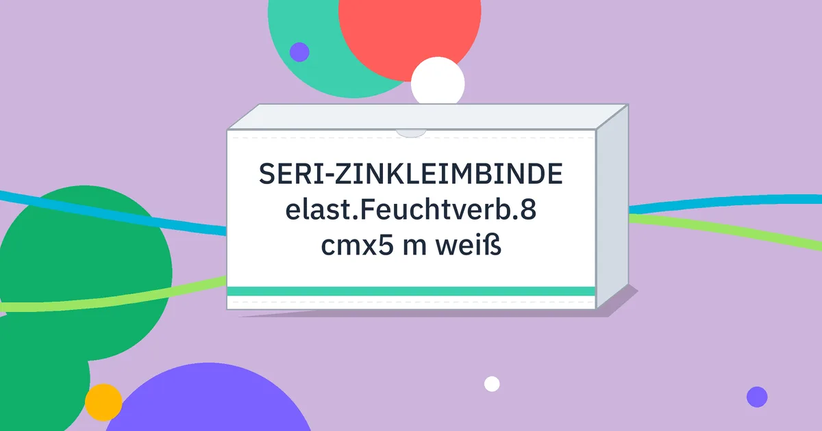 Symbolbild: Packung mit der Aufschrift SERI-ZINKLEIMBINDE elast.Feuchtverb.8 cmx5 m weiß (PZN 19837456) – Verfügbarkeit und Bezug in Apotheken in Frankfurt am Main