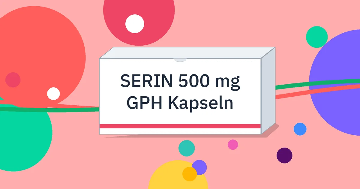 Symbolbild: Packung mit der Aufschrift SERIN 500 mg GPH Kapseln (PZN 00127723) – Verfügbarkeit und Bezug in Apotheken in Frankfurt am Main