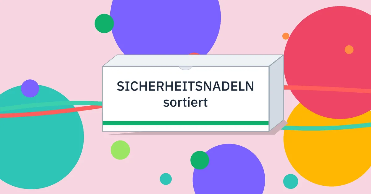 Symbolbild: Packung mit der Aufschrift SICHERHEITSNADELN sortiert (PZN 04863519) – Verfügbarkeit und Bezug in Apotheken in Frankfurt am Main