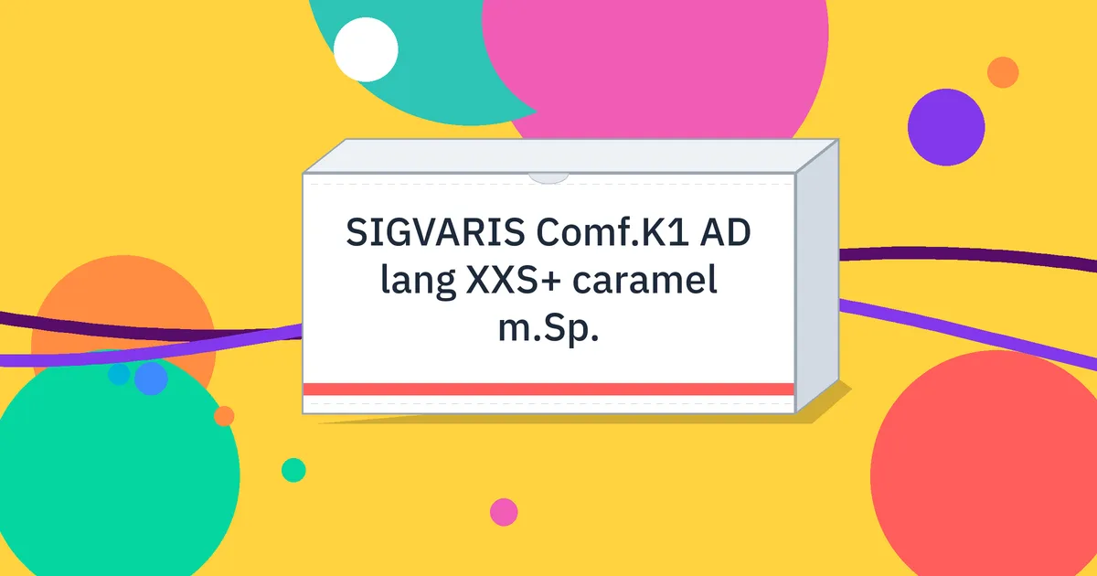 Symbolbild: Packung mit der Aufschrift SIGVARIS Comf.K1 AD lang XXS+ caramel m.Sp. (PZN 17093425) – Verfügbarkeit und Bezug in Apotheken in Frankfurt am Main