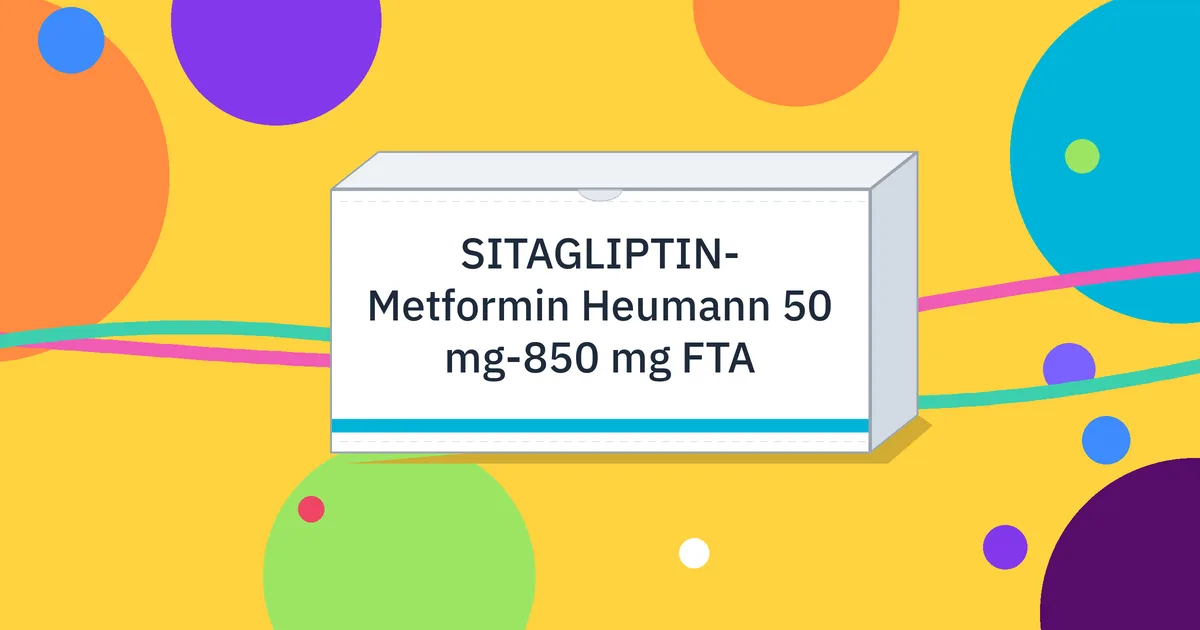 Symbolbild: Packung mit der Aufschrift SITAGLIPTIN-Metformin Heumann 50 mg-850 mg FTA (PZN 17954330) – Verfügbarkeit und Bezug in Apotheken in Frankfurt am Main