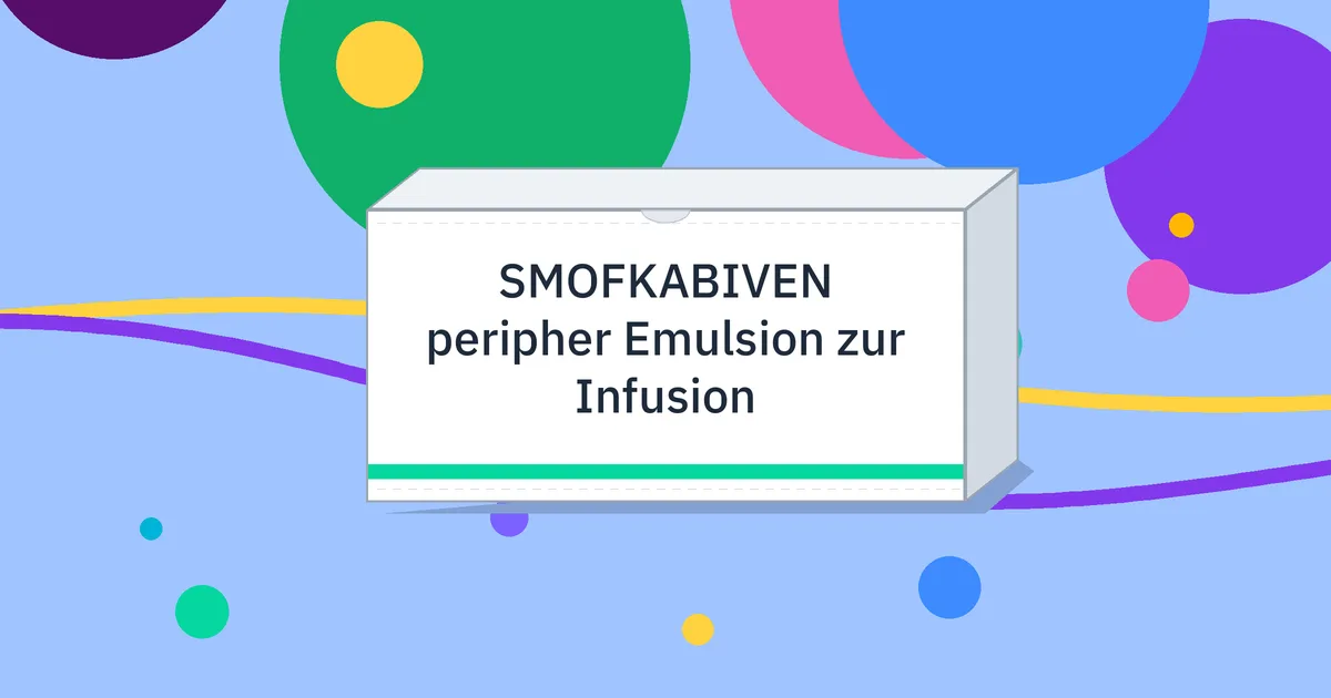 Symbolbild: Packung mit der Aufschrift SMOFKABIVEN peripher Emulsion zur Infusion (PZN 02245036) – Verfügbarkeit und Bezug in Apotheken in Frankfurt am Main