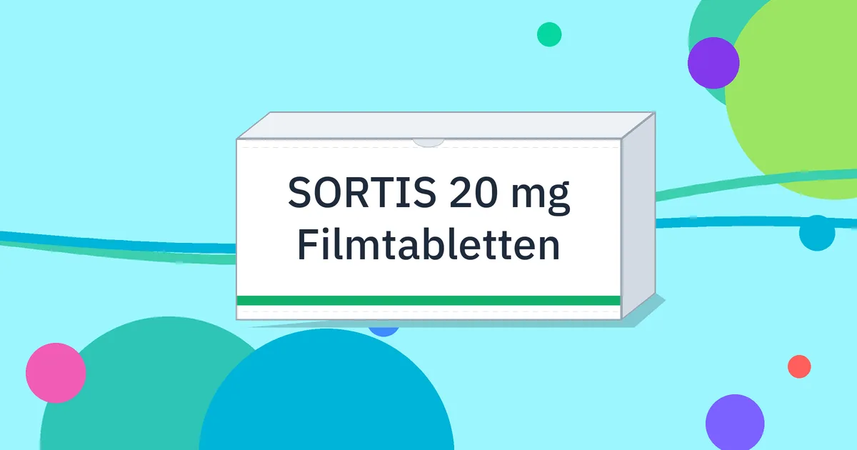 Symbolbild: Packung mit der Aufschrift SORTIS 20 mg Filmtabletten (PZN 13158837) – Verfügbarkeit und Bezug in Apotheken in Frankfurt am Main