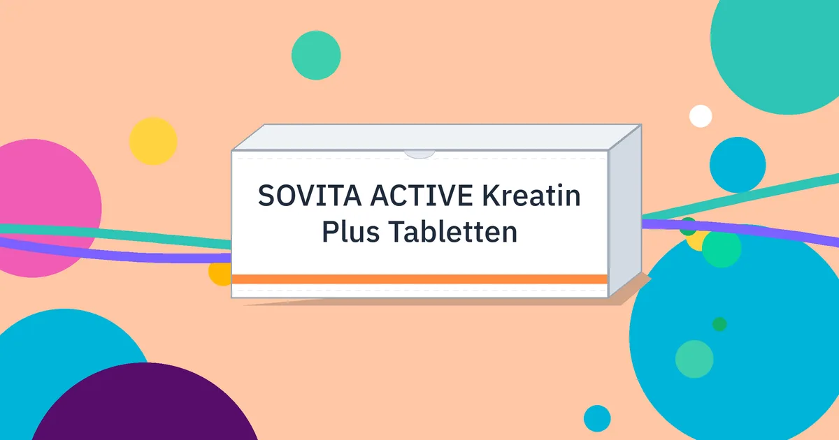 Symbolbild: Packung mit der Aufschrift SOVITA ACTIVE Kreatin Plus Tabletten (PZN 10012607) – Verfügbarkeit und Bezug in Apotheken in Frankfurt am Main