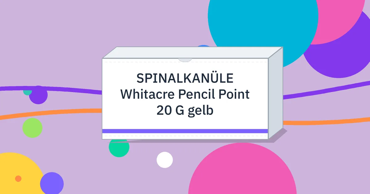 Symbolbild: Packung mit der Aufschrift SPINALKANÜLE Whitacre Pencil Point 20 G gelb (PZN 02295028) – Verfügbarkeit und Bezug in Apotheken in Frankfurt am Main