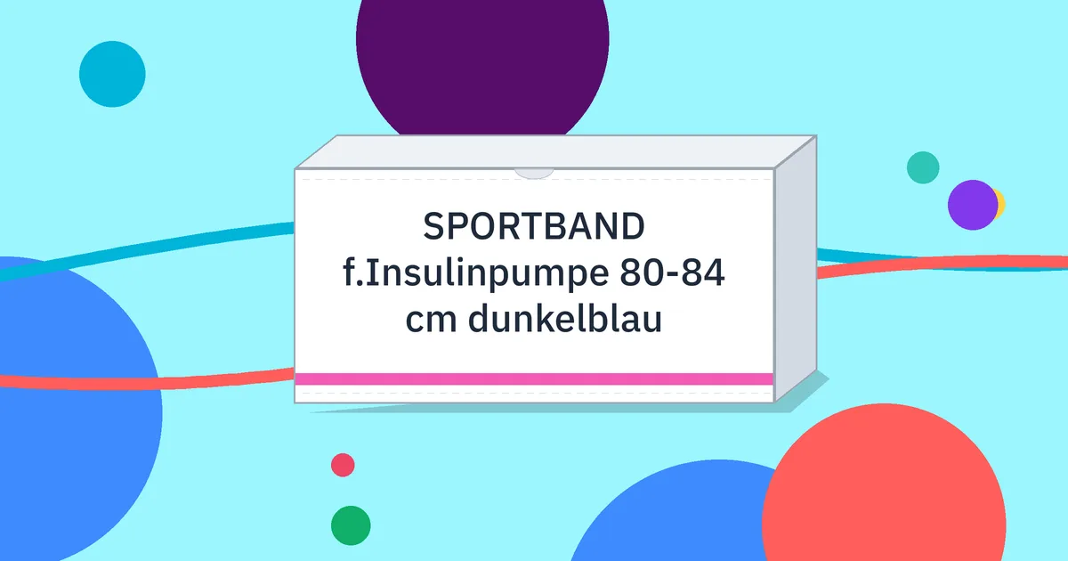 Symbolbild: Packung mit der Aufschrift SPORTBAND f.Insulinpumpe 80-84 cm dunkelblau (PZN 12461195) – Verfügbarkeit und Bezug in Apotheken in Frankfurt am Main