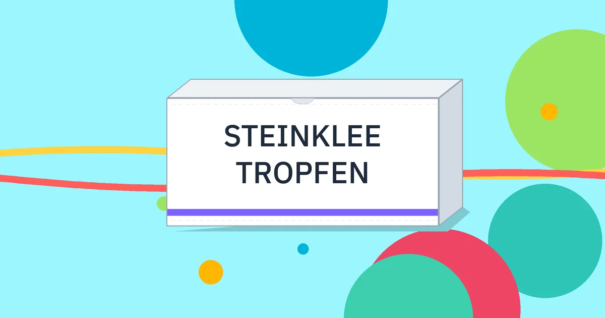 Symbolbild: Packung mit der Aufschrift STEINKLEE TROPFEN (PZN 14281735) – Verfügbarkeit und Bezug in Apotheken in Frankfurt am Main
