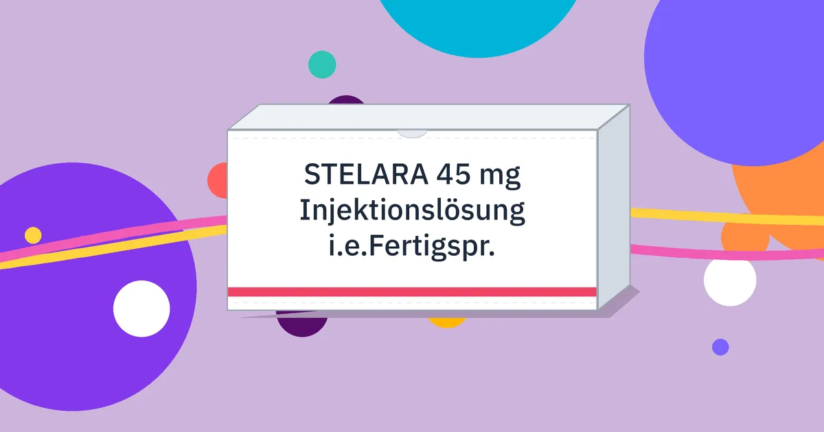 Symbolbild: Packung mit der Aufschrift STELARA 45 mg Injektionslösung i.e.Fertigspr. (PZN 17180408) – Verfügbarkeit und Bezug in Apotheken in Frankfurt am Main