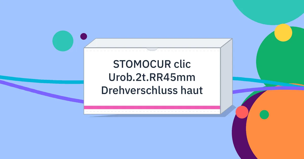 Symbolbild: Packung mit der Aufschrift STOMOCUR clic Urob.2t.RR45mm Drehverschluss haut (PZN 17554866) – Verfügbarkeit und Bezug in Apotheken in Frankfurt am Main