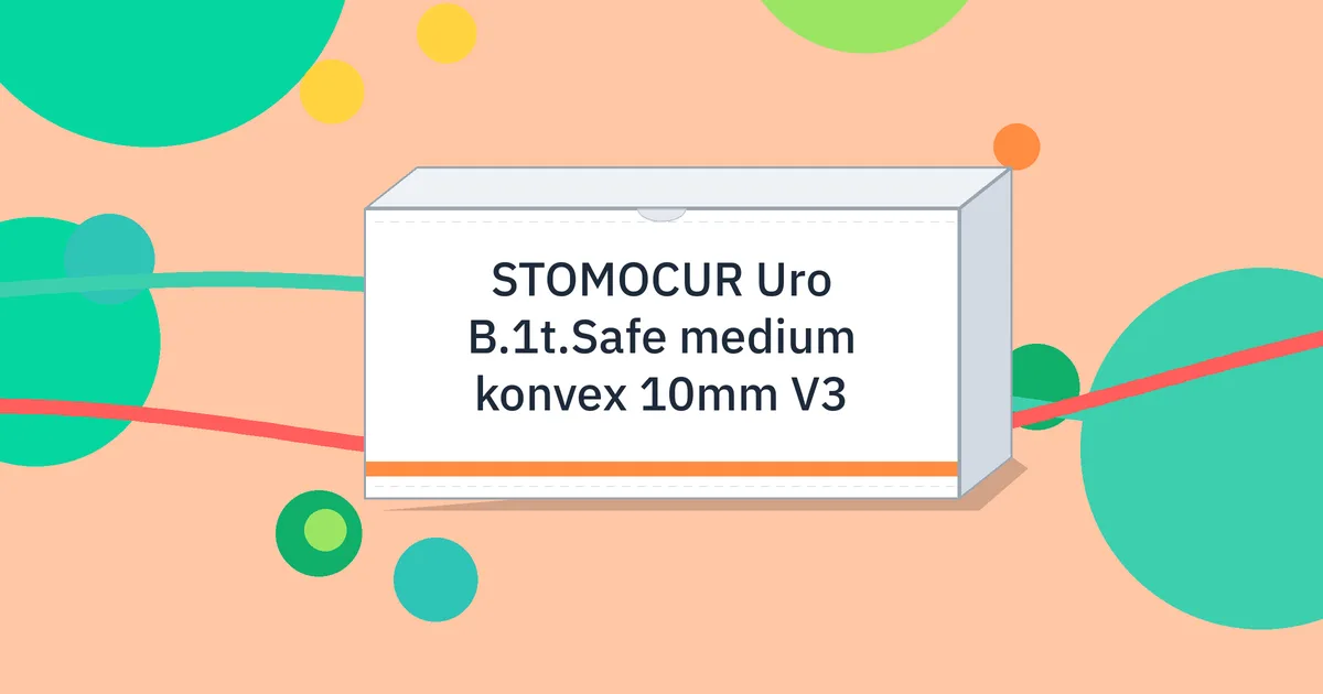 Symbolbild: Packung mit der Aufschrift STOMOCUR Uro B.1t.Safe medium konvex 10mm V3 (PZN 13867002) – Verfügbarkeit und Bezug in Apotheken in Frankfurt am Main