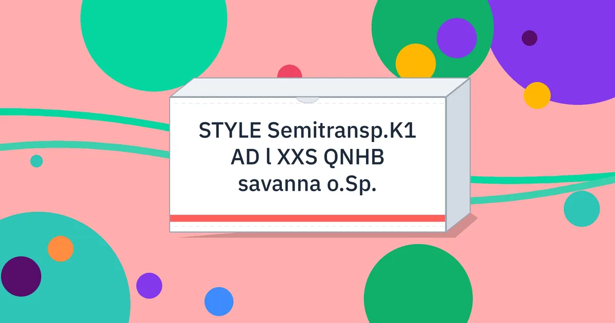 Symbolbild: Packung mit der Aufschrift STYLE Semitransp.K1 AD l XXS QNHB savanna o.Sp. (PZN 18869589) – Verfügbarkeit und Bezug in Apotheken in Frankfurt am Main