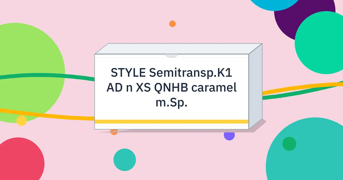 Symbolbild: Packung mit der Aufschrift STYLE Semitransp.K1 AD n XS QNHB caramel m.Sp. (PZN 18870196) – Verfügbarkeit und Bezug in Apotheken in Frankfurt am Main
