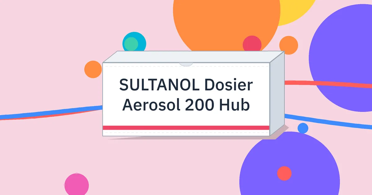 Symbolbild: Packung mit der Aufschrift SULTANOL Dosier Aerosol 200 Hub (PZN 07532964) – Verfügbarkeit und Bezug in Apotheken in Frankfurt am Main