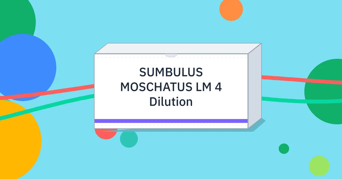 Symbolbild: Packung mit der Aufschrift SUMBULUS MOSCHATUS LM 4 Dilution (PZN 13210696) – Verfügbarkeit und Bezug in Apotheken in Frankfurt am Main