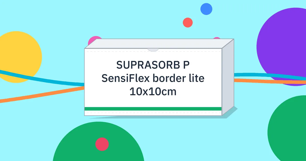 Symbolbild: Packung mit der Aufschrift SUPRASORB P SensiFlex border lite 10x10cm (PZN 20848181) – Verfügbarkeit und Bezug in Apotheken in Frankfurt am Main